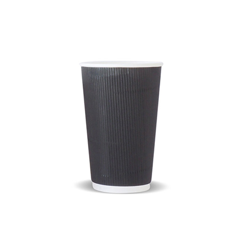 16oz Straight Ripple Black Cup – Cups 2 Go