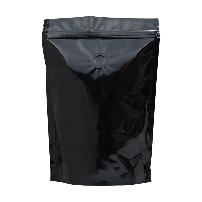250G STAND UP POUCH WITH ZIP AND VALVE, BLACK – Cups 2 Go